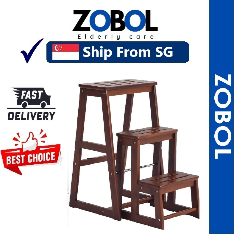 solid wood ladder Step Stool Chair Ladder Combo - Vintage Folding Chair ...
