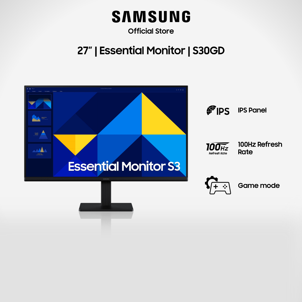 Samsung 27" Essential Monitor S3 S30GD FHD (Black) / LS27D300GAEXXS ...