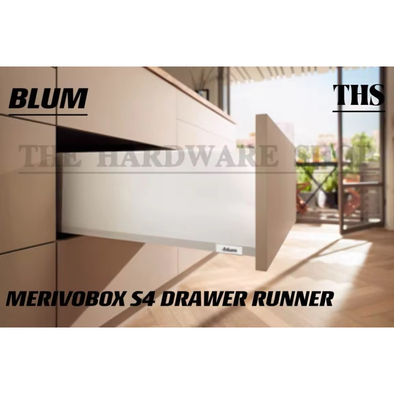 BLUM MERIVOBOX S4 Drawer Runner Set (Silk White & Orion Grey) Size ...
