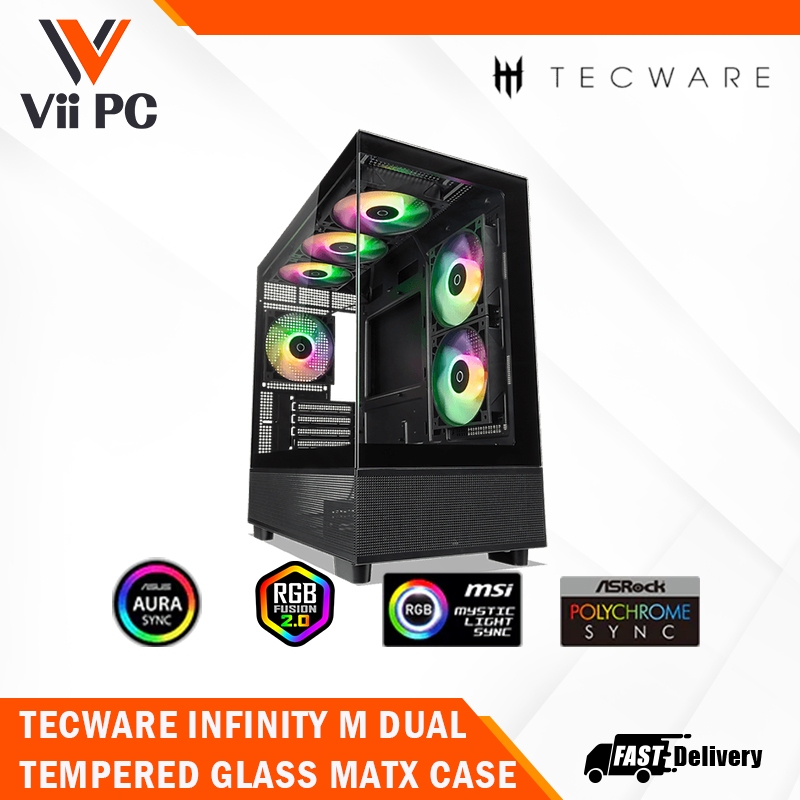 TECWARE INFINITY M ARGB - Omni Link DUAL TEMPERED GLASS MATX CASE - 3 x ...