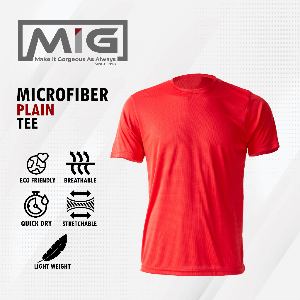 MIG Mircofiber Filament Unisex 130gsm Adult Quick Dry Round Neck Short ...