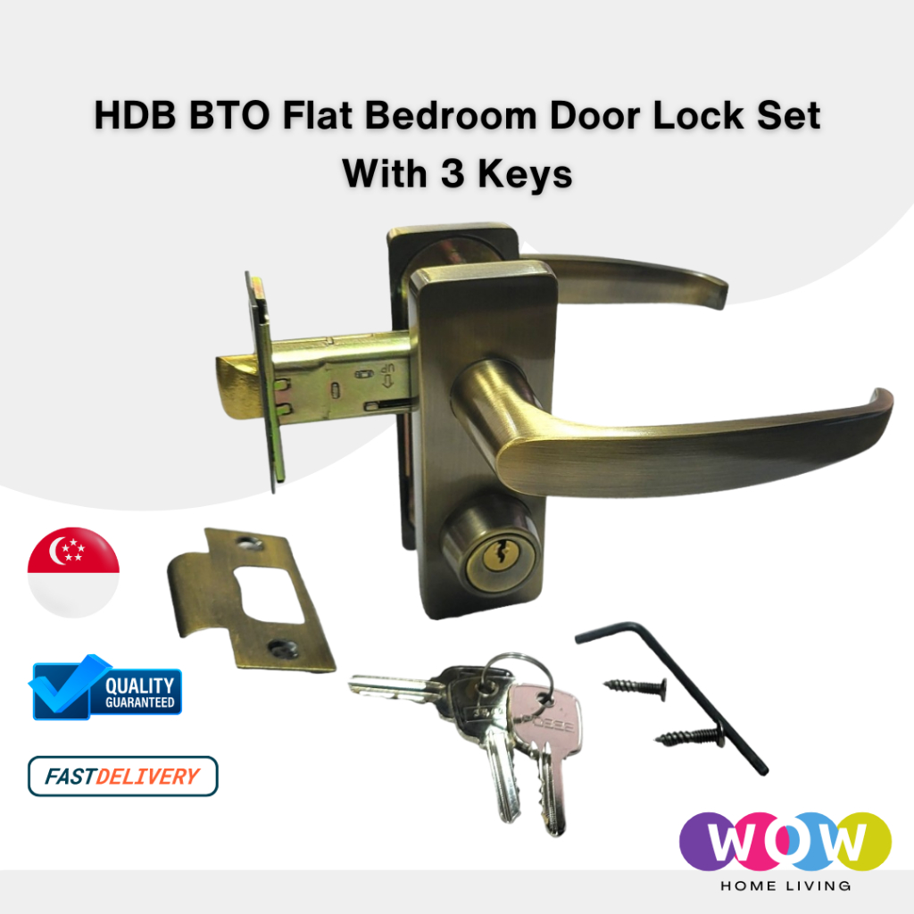 HDB BTO High Quality Bedroom Door Lockset - 3 Keys / Bathroom Lockset ...