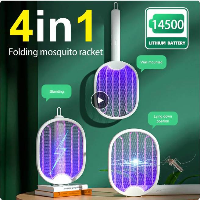 Electric Mosquito Killer Foldable Fly Swatter Trap USB Rechargeable ...