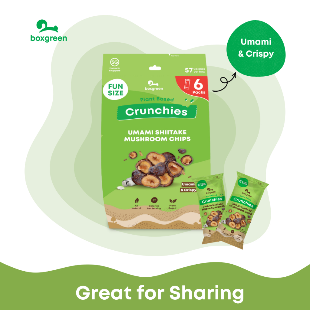 Boxgreen Crunchies Shiitake Mushroom Chips Fun pack (15g x 6) | Shopee ...