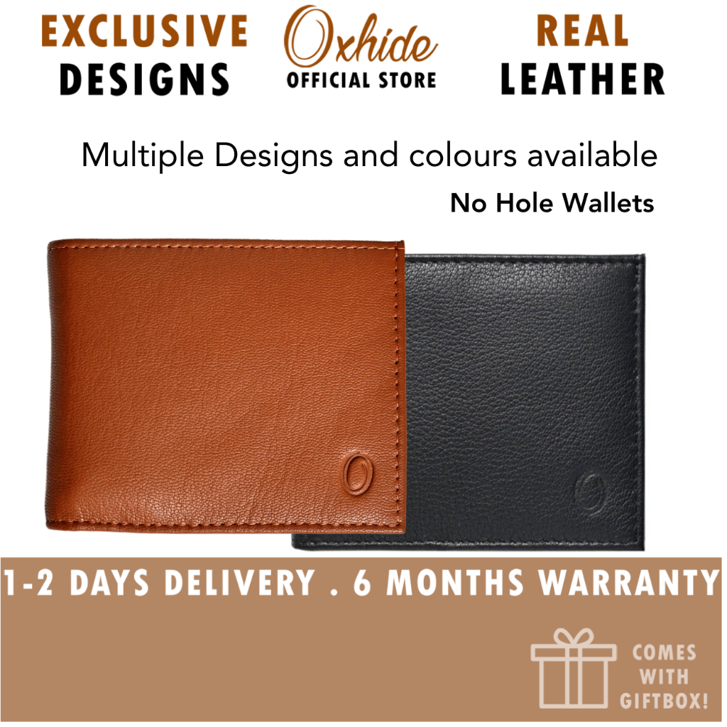 Wallet Men Black/Brown Bifold Lucky Wallet full Grain Leather NO HOLE ...