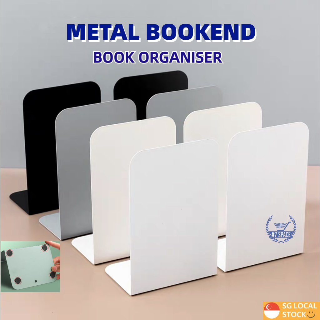 🔥SG LOCAL STOCK🔥2pcs/set Metal bookend | organizer book stand book rack ...