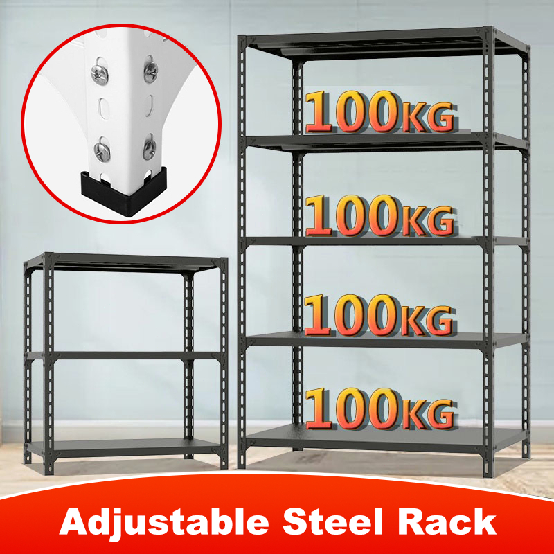 PM 100%Metal 3/4/5 Tiers Adjustable Height Shelf Metal Rack Stainless ...