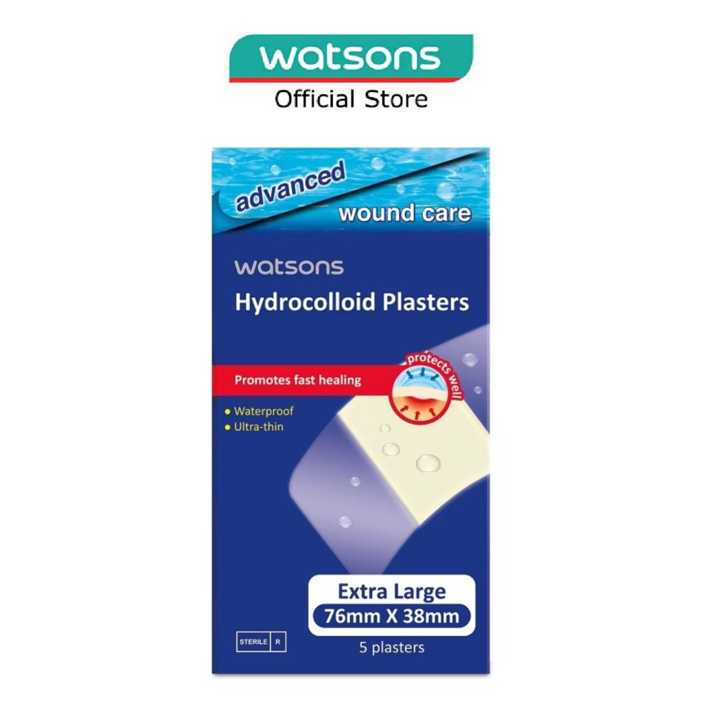 WATSONS Hydrocolloid Plasters Extra Large 76mm x 38mm (Promotes Fast ...