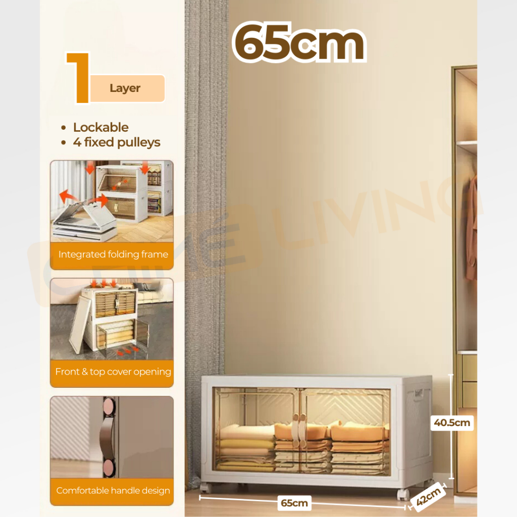 Foldable Folding Cabinet Wardrobe with Wheels | Collapsible Drawer ...