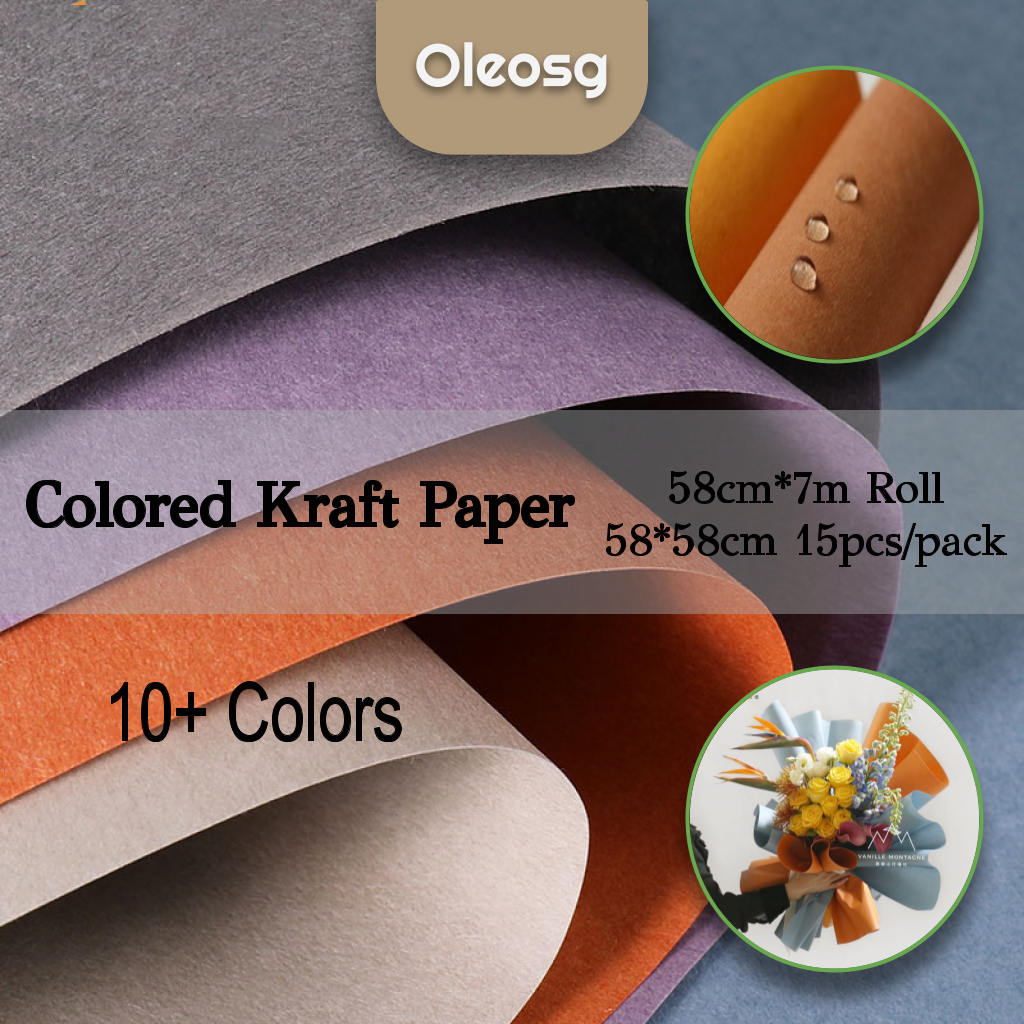 [SG Instock] Colored Kraft Paper Rolled / 15pcs per Packet Wrapping ...