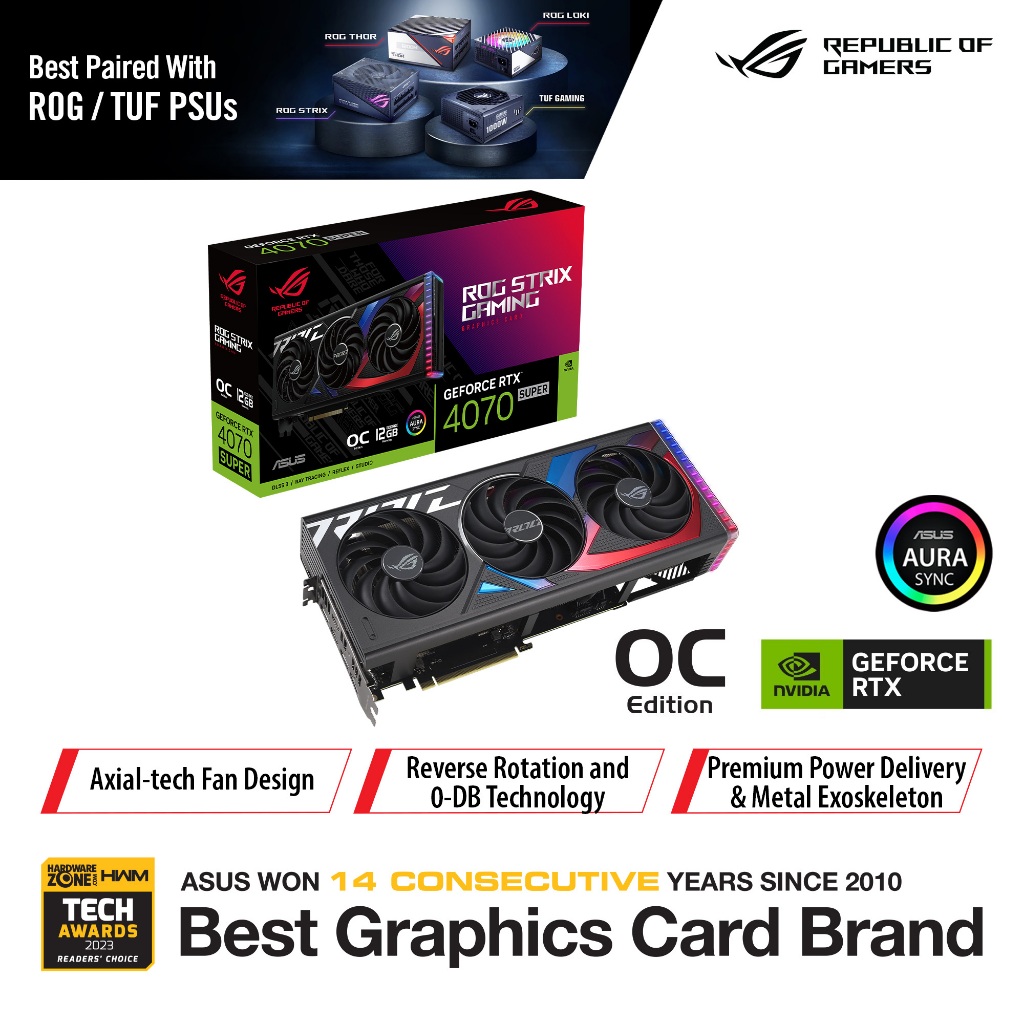 ROG Strix GeForce RTX™ 4070 SUPER 12GB GDDR6X OC Edition Graphics Card ...