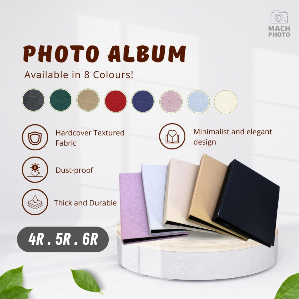 【Mach Photo】4R 5R 6R Photo Album 40 slots Durable Hardcover Minimalist Photos Collection ...