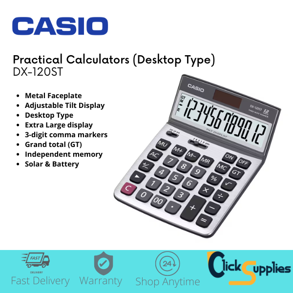 Casio Desktop Calculator DX-120ST Adjustable Tilt Display with decimal select | Shopee Singapore