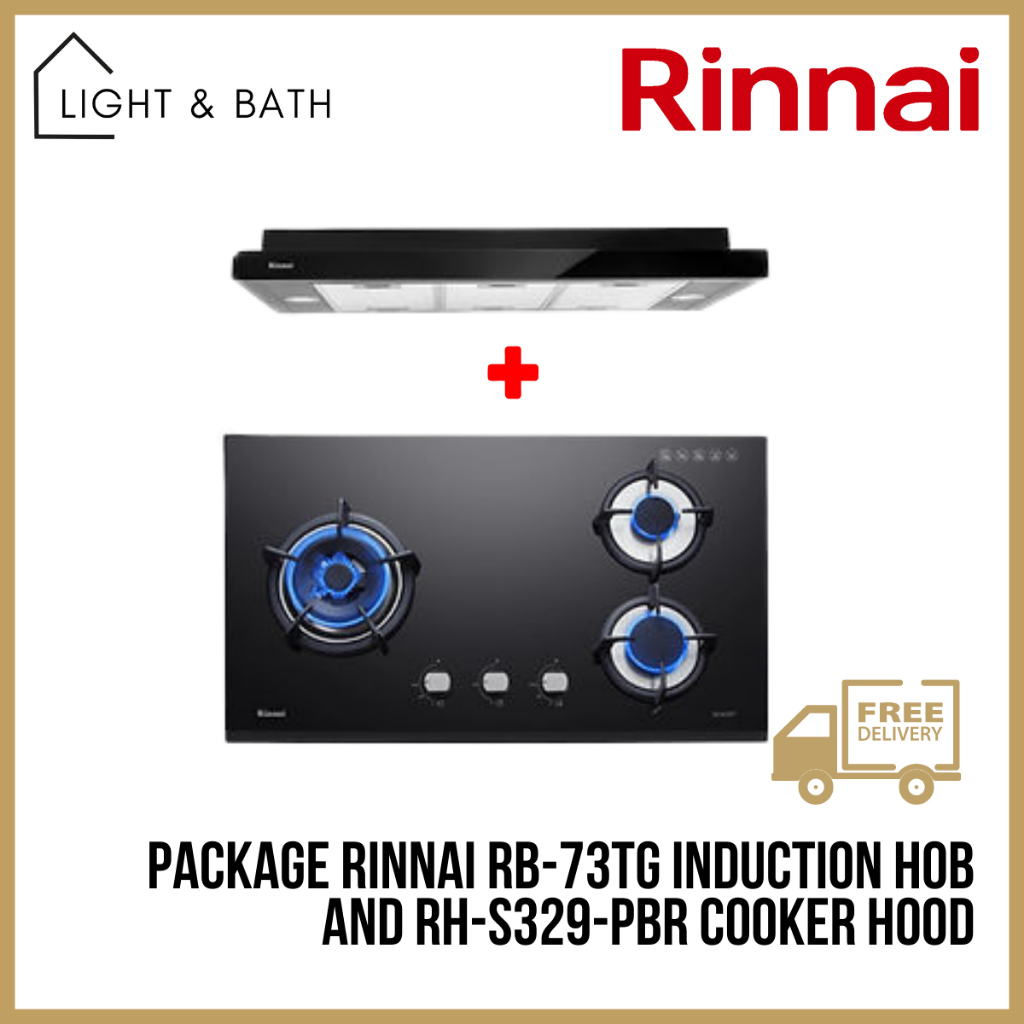[BUNDLE] Rinnai RB-73TG Gas Hob and RH-S329-PBR Cooker Hood | Shopee Singapore