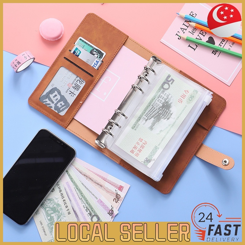 [SG In Stock]A6 Currency Organizer Cash Envelope Savings Money 6 Holes ...