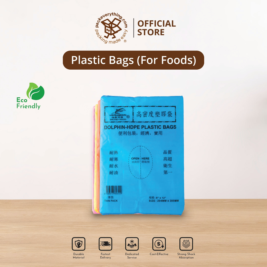 PACKEVERYTHING Plastic Bags For Foods | HDPE Clear Transparent Plastic ...