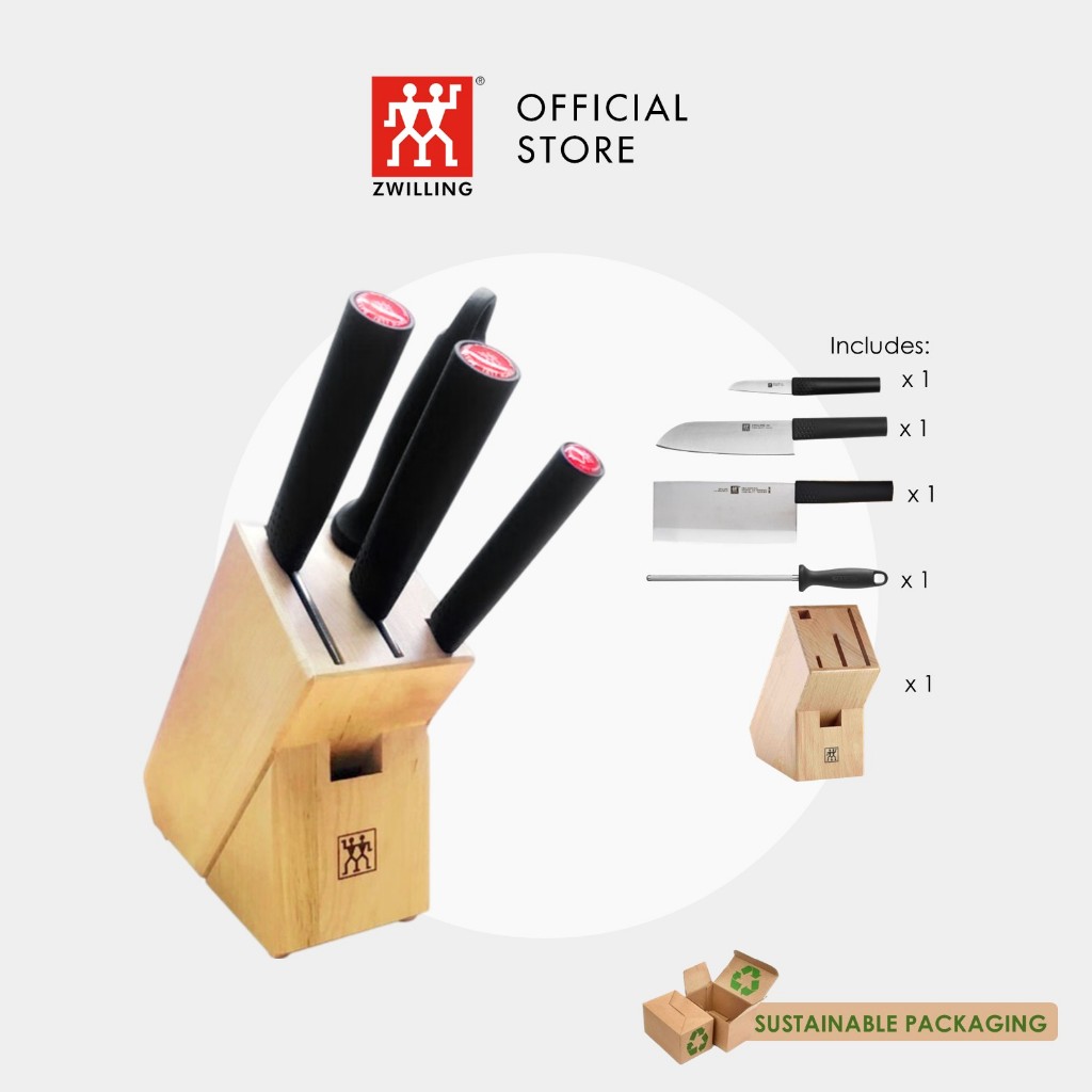 ZWILLING Feel 5 Pcs Wooden Knife Block Set, Sustainable Packaging ...