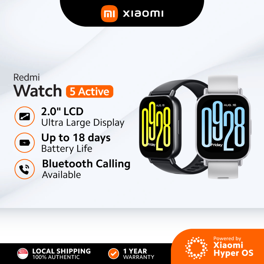 Xiaomi Redmi Watch 5 Active | Ultra-Large LCD Display | Bluetooth Phone ...