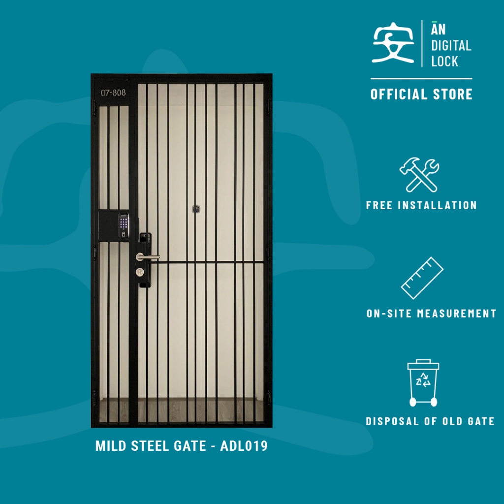 Mild Steel HDB Metal Gate (ADL019) | AN Digital Lock | Shopee Singapore
