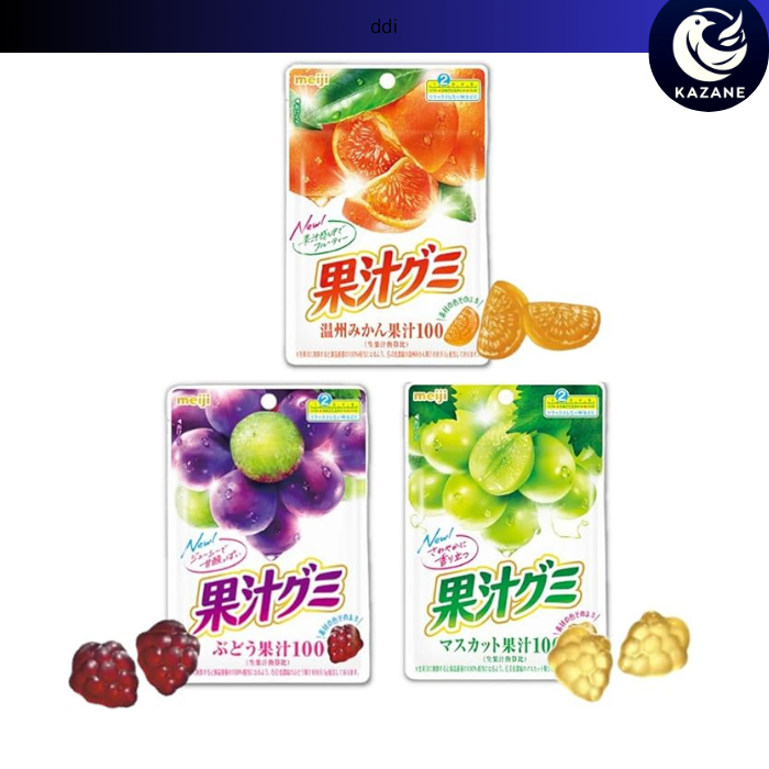 Meiji Fruit Juice Gummies - 100% fruit juice - mandarin oranges, grapes, muscats 【Direct from ...