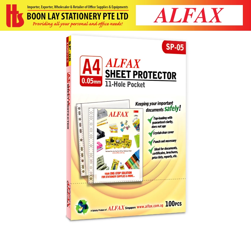ALFAX SP05 Sheet Protector 11-Hole 0.05mm A4 size (100pcs per box ...