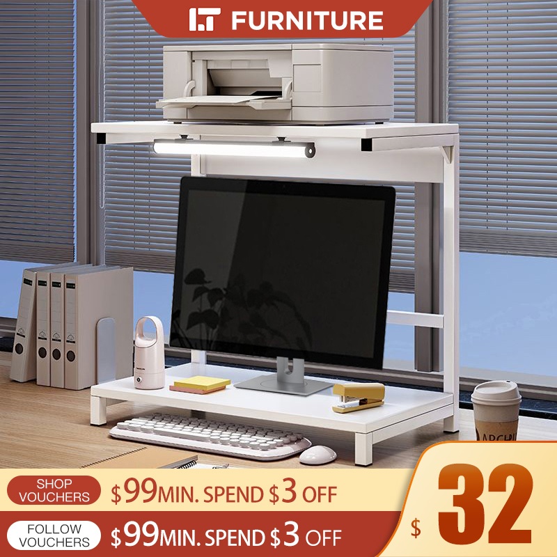 Monitor Stand Monitor Riser With LED Light Desk Organiser Printer Rack ...