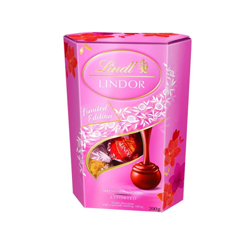 [Bundle of 2] Lindt LINDOR Strawberry & Cream Chocolate Truffles Cornet ...