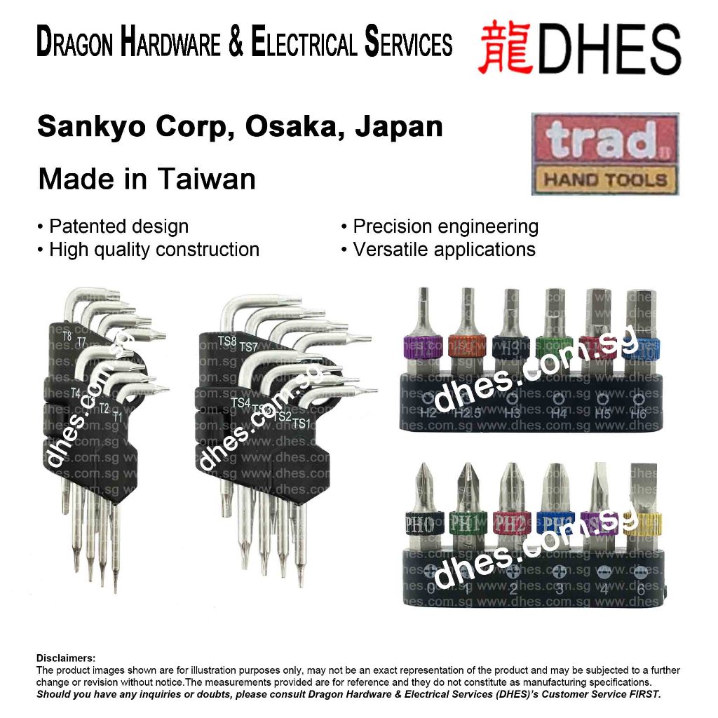 Trad 8 Pcs Micro 5-Star Torx Wrench Hexagonal Bit Set Made In Taiwan By ...