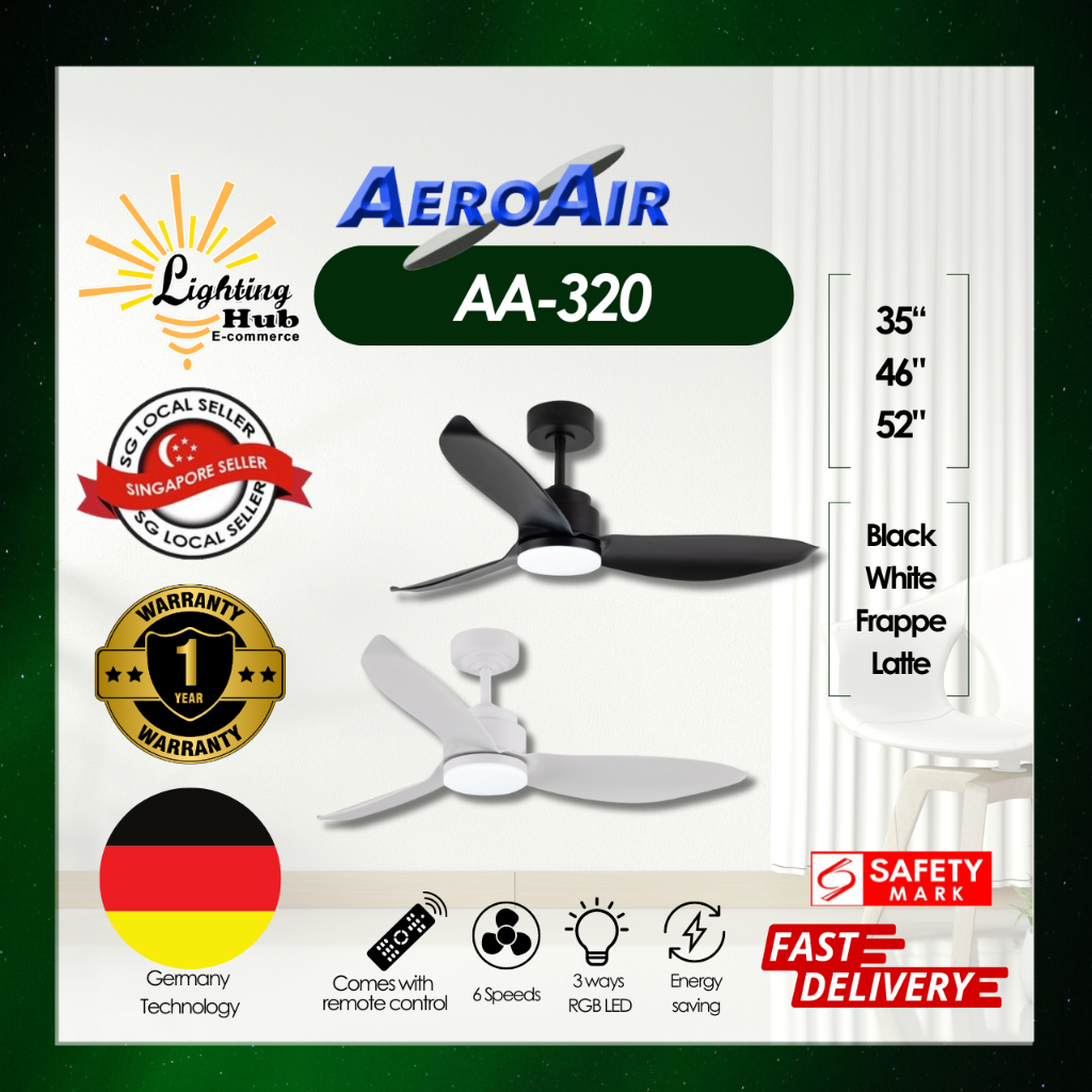 (SG CHEAPEST INSTALLATION)AEROAIR Ceiling Fan AA320/ABS Blade/DC motor ...