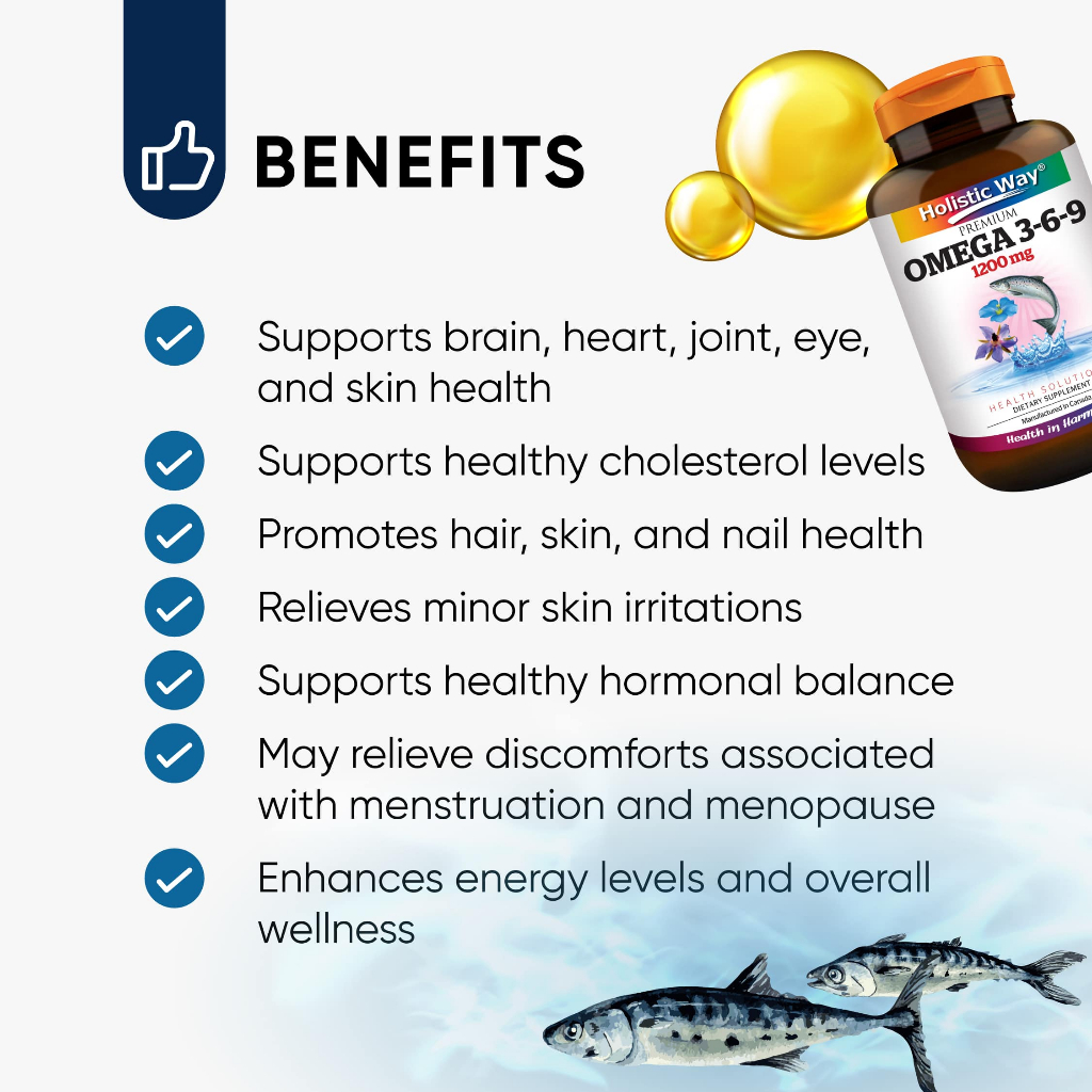 [Bundle of 2] Holistic Way Premium Fish Oil Omega 3-6-9 1200mg - Halal ...