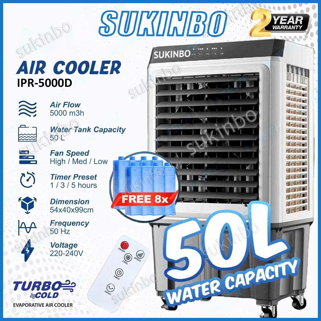 SUKINBO 50L/60L Portable Air Cooler Remote Portable Movable Powerful ...