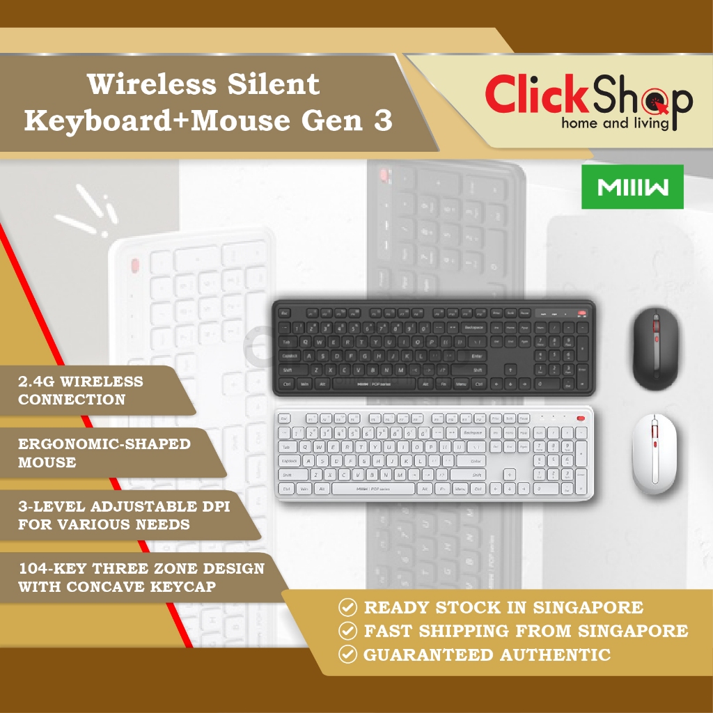 Xiaomi MIIIW Wireless Silent Keyboard and Mouse Gen 3 Combo Set 2.4GHz ...