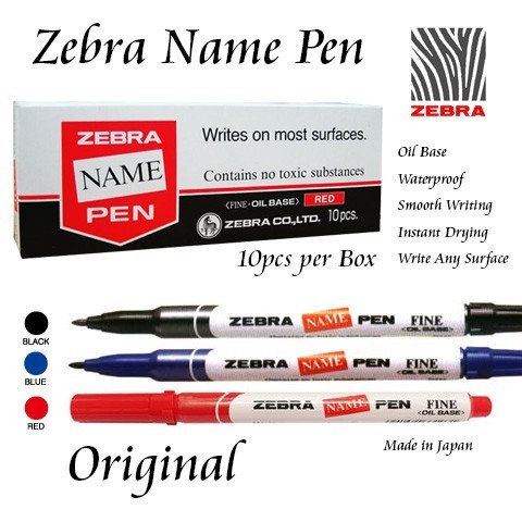 Zebra Name Pen Permanent Marker Fine Tip Oil Based Non-Toxic | Shopee ...