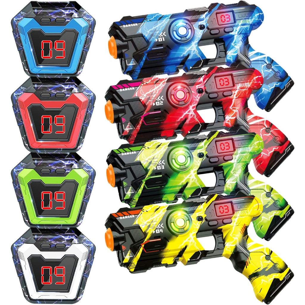 Infrared Laser tag Guns Set of 4 /8 Digital LED Score Display Vest ...