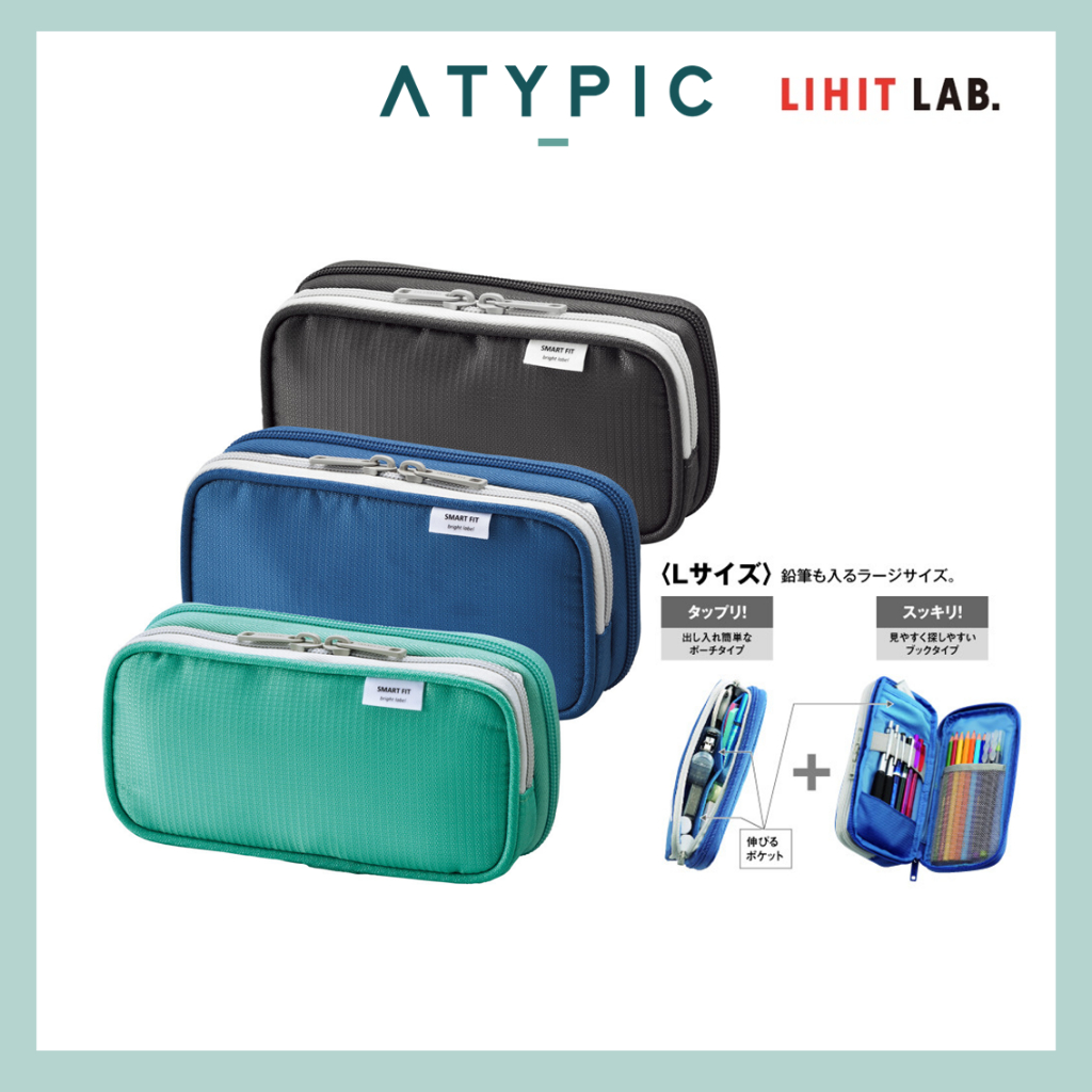 LIHIT LAB SMART FIT Series Bright label Double-Sided Pencil Case L Size ...