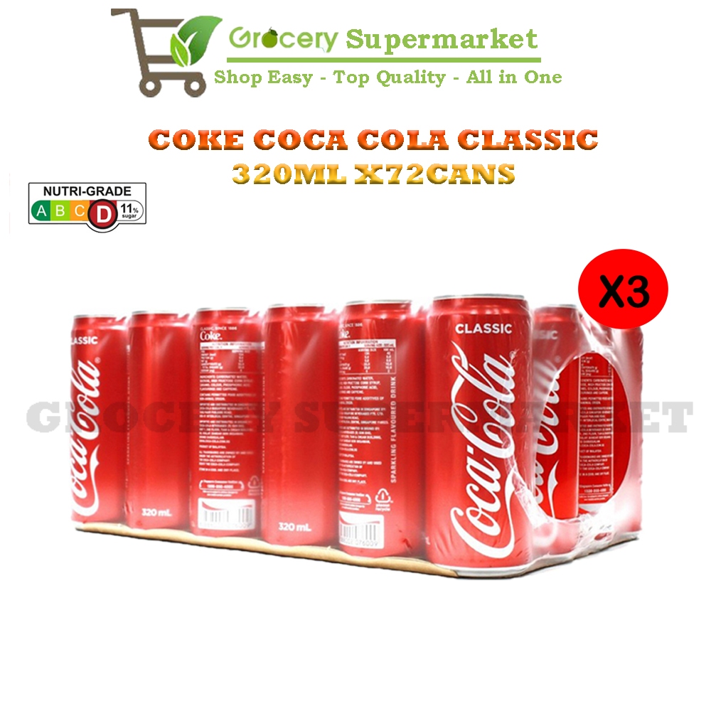 Coke Coca Cola Classic (320ml x 24cans x 3cartons) - Grocery ...