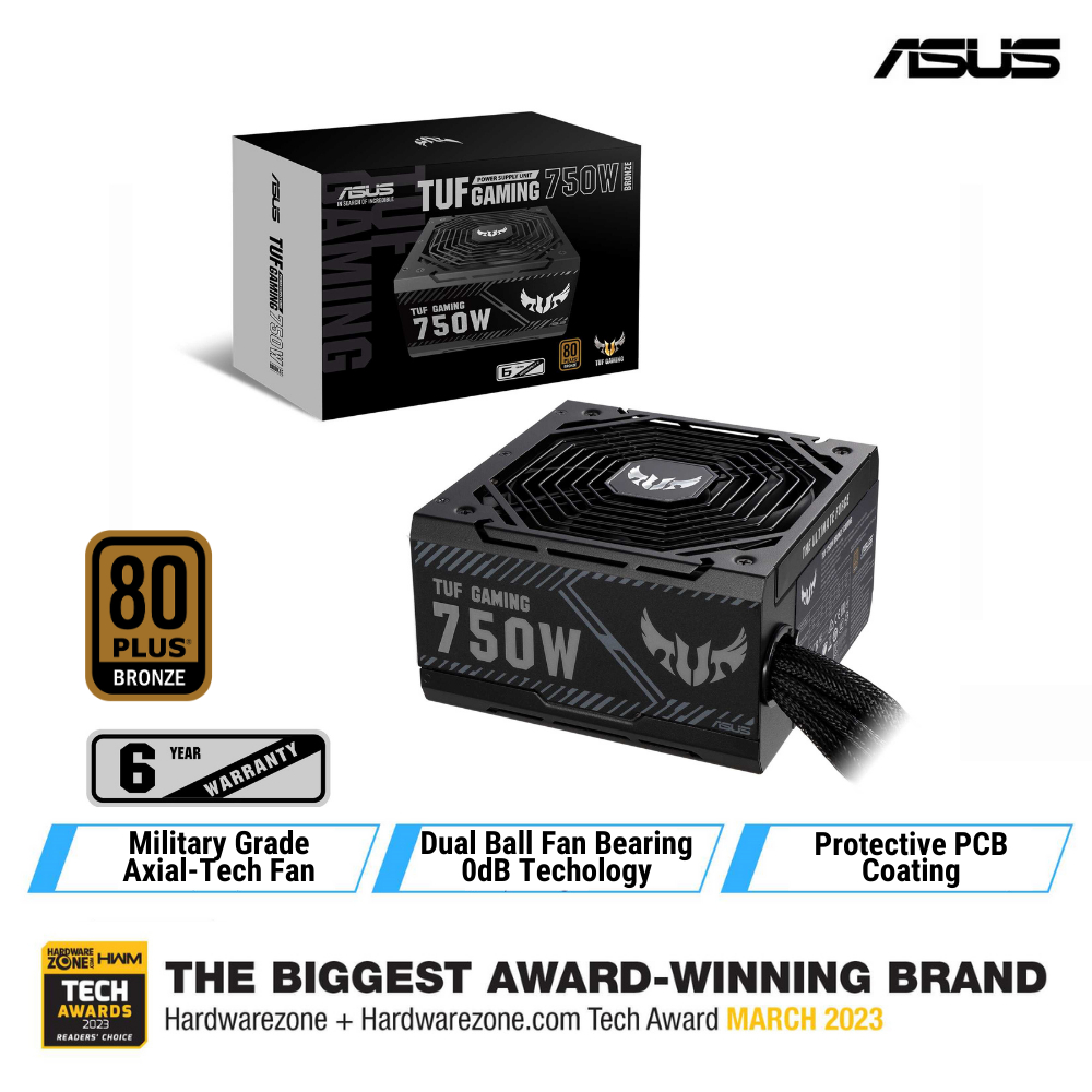 ASUS TUF GAMING 750W Bronze PSU Power Supply - 80+ Bronze Certified, Axial-tech Fan Design, Dual ...