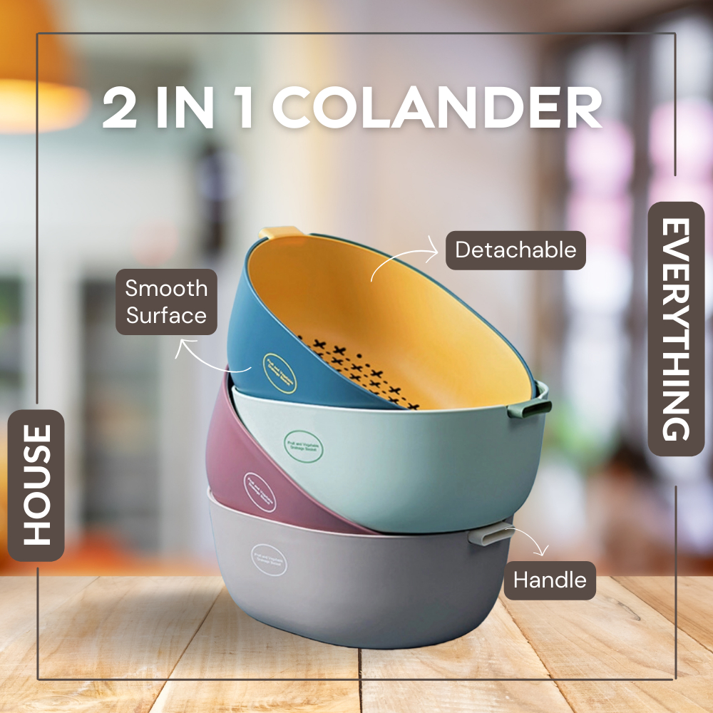 Vegetable Washing Bowl Colander Strainer Detachable Fruits Drainer ...