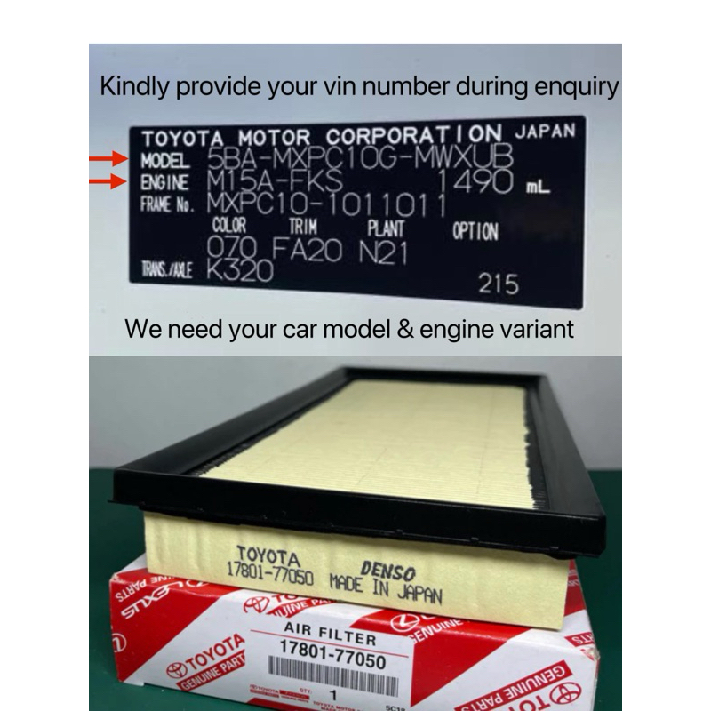 Toyota Corolla/Camry/CHR Turbo Air Filter 17801-77050 | Shopee Singapore