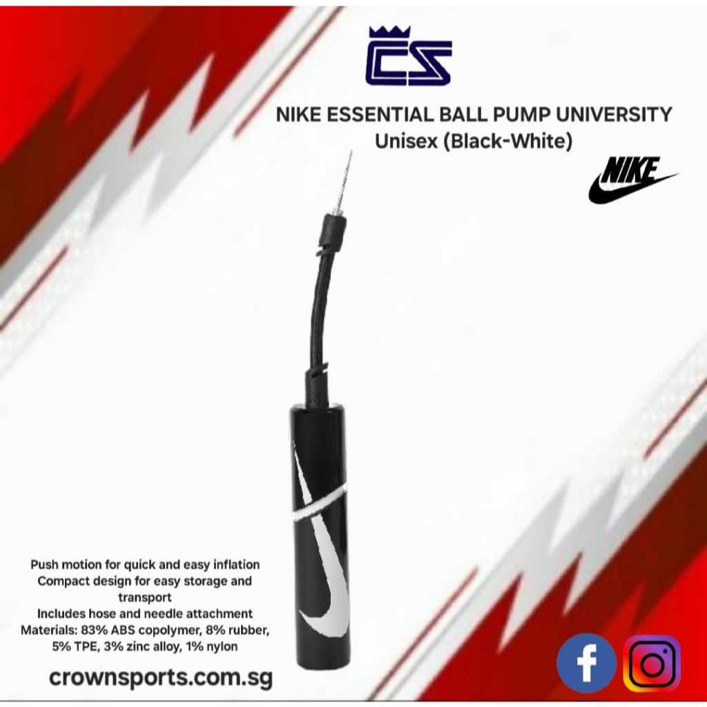NIKE ESSENTIAL BALL PUMP UNIVERSITY Unisex (Black-White) | Shopee Singapore
