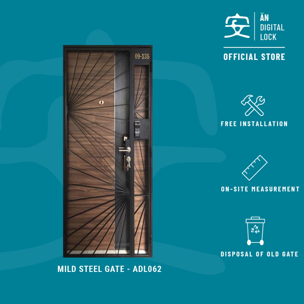 Mild Steel HDB Metal Gate (ADL062) | AN Digital Lock | Shopee Singapore