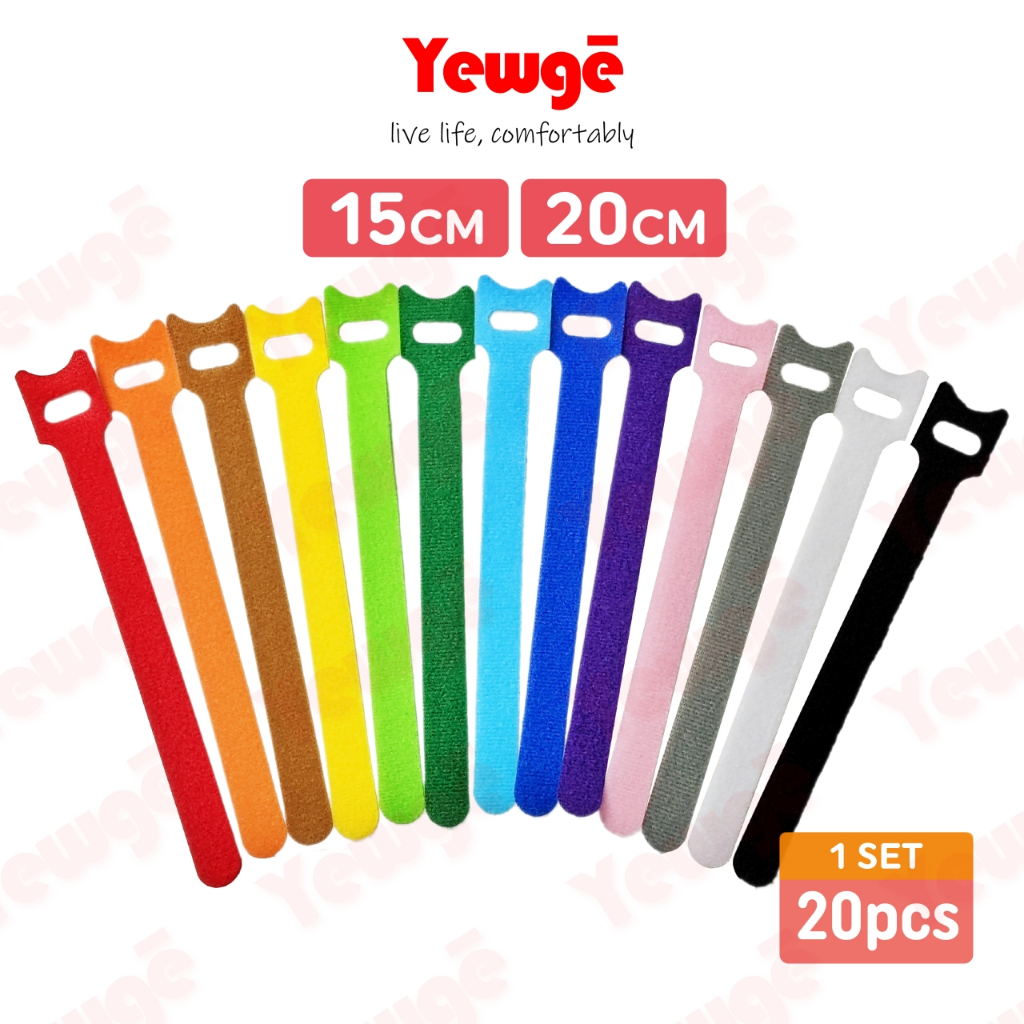 20pcs Velcro Cable Tie / Winder / Organiser Reusable & Adjustable T ...