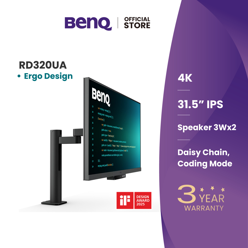 BenQ RD320UA Programming Monitor｜32” 4K+｜Coding Modes｜Ergo Arm｜Nano ...