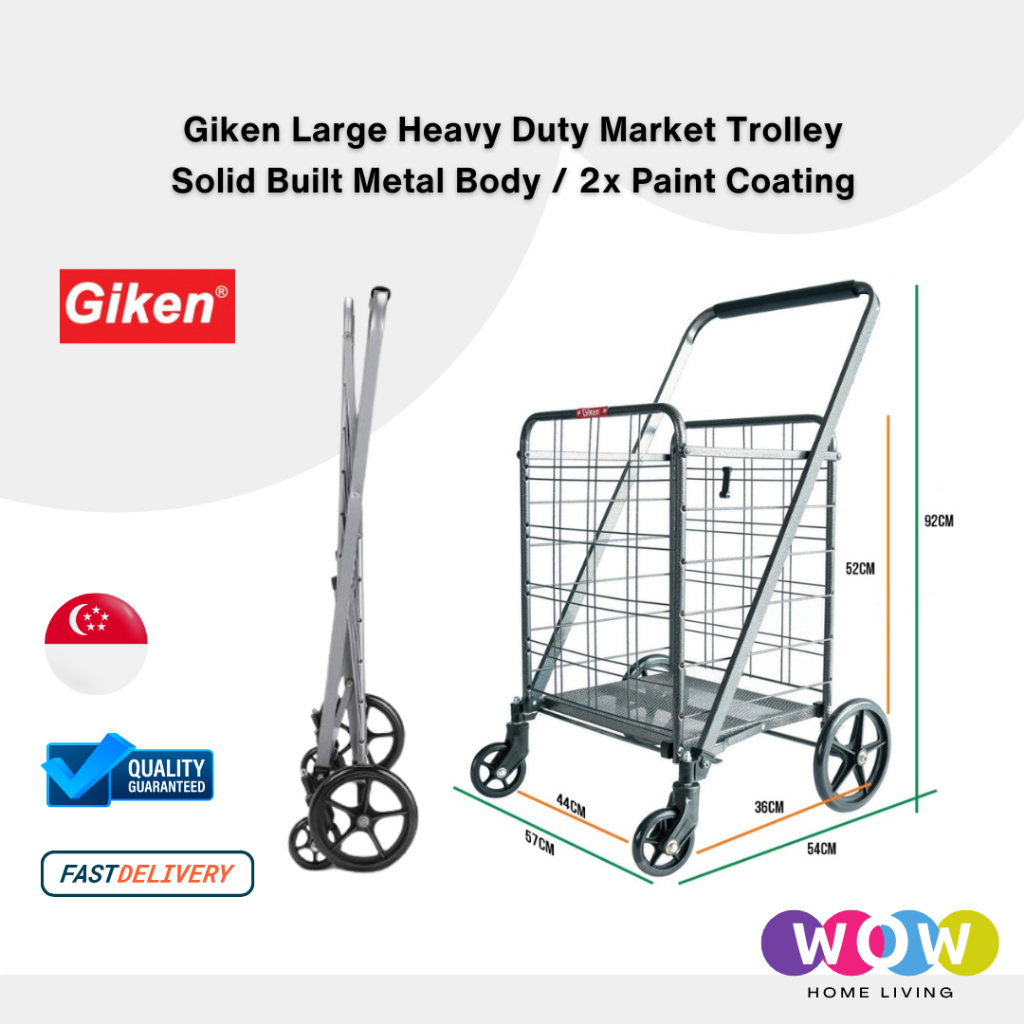 Giken Large Heavy Duty Market Trolley Solid Built Metal Body / 2 x ...