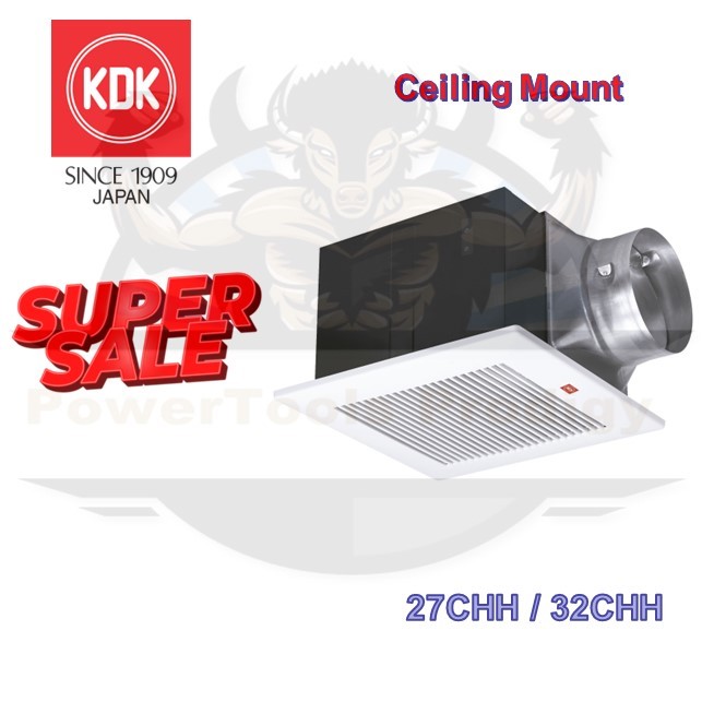 KDK CEILING MOUNTED VENTILATION FAN WITH HIGH LOW SPEED SELECTION 27CHH ...