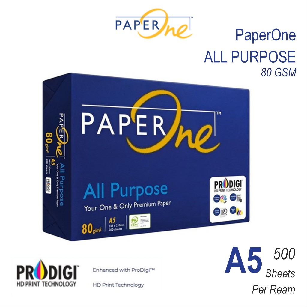 PaperOne All Purpose Office Printing Paper Copier Copying Paper A5 ...