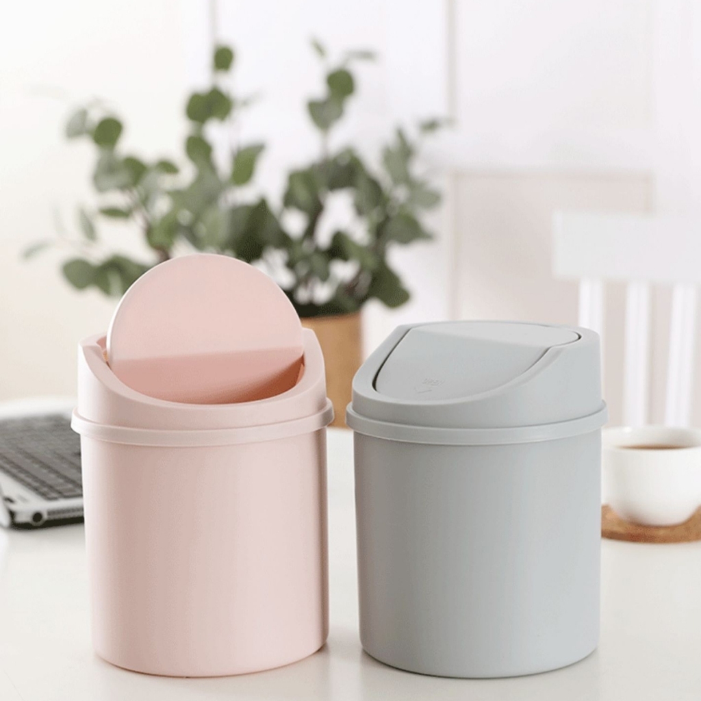 【SG】Mini Desktop Bin Flip Lid Garbage Small Dustbin Trash Can Office ...