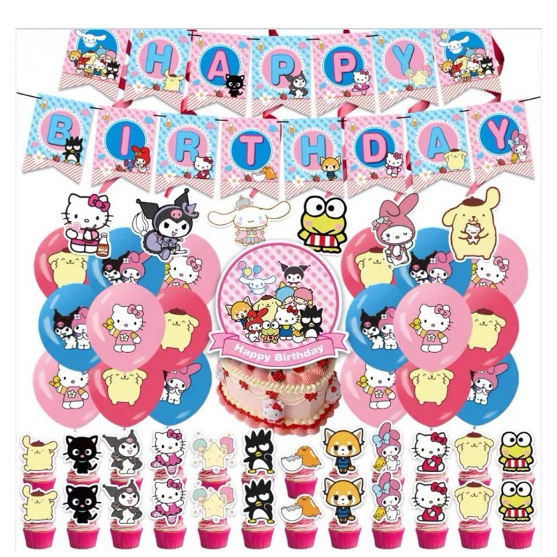 [Ready Stock]Sanrio Characters themed Happy Birthday Party decorations ...