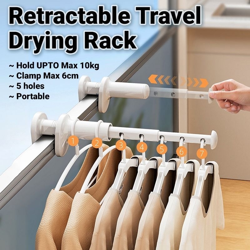 🔥Retractable Travel Drying Rack🔥Clamp Max 6cm🔥Portable 🔥5 holes🔥 Max ...