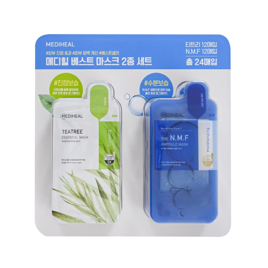 MEDIHEAL Teatree Essential Mask plut The N.M.F Ampoule Mask Set (12 + 12) | Shopee Singapore